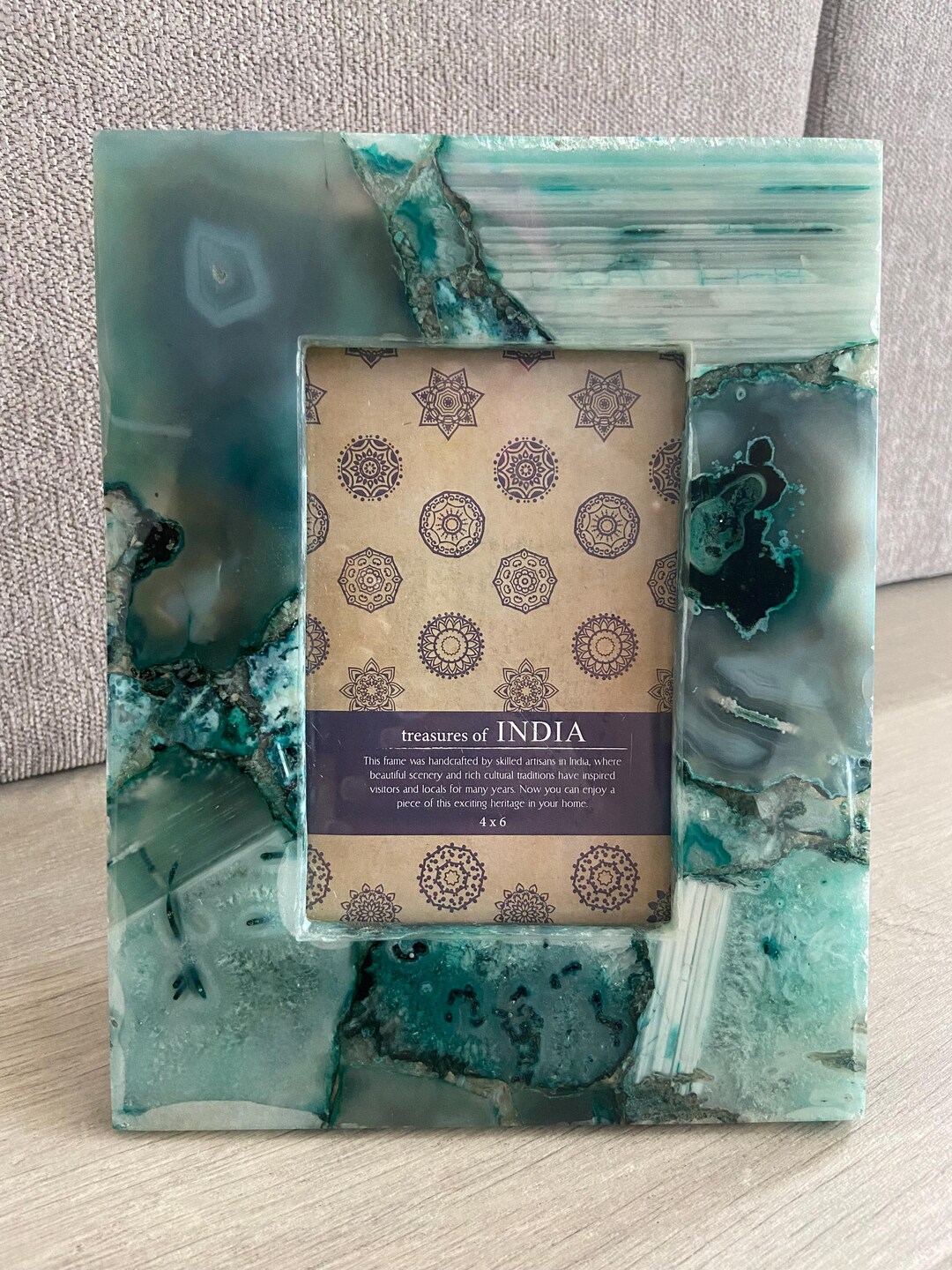 Handmade in India Emerald Green 4x6 Agate Picture Frame,rare Green Agate Stone Translucent ...