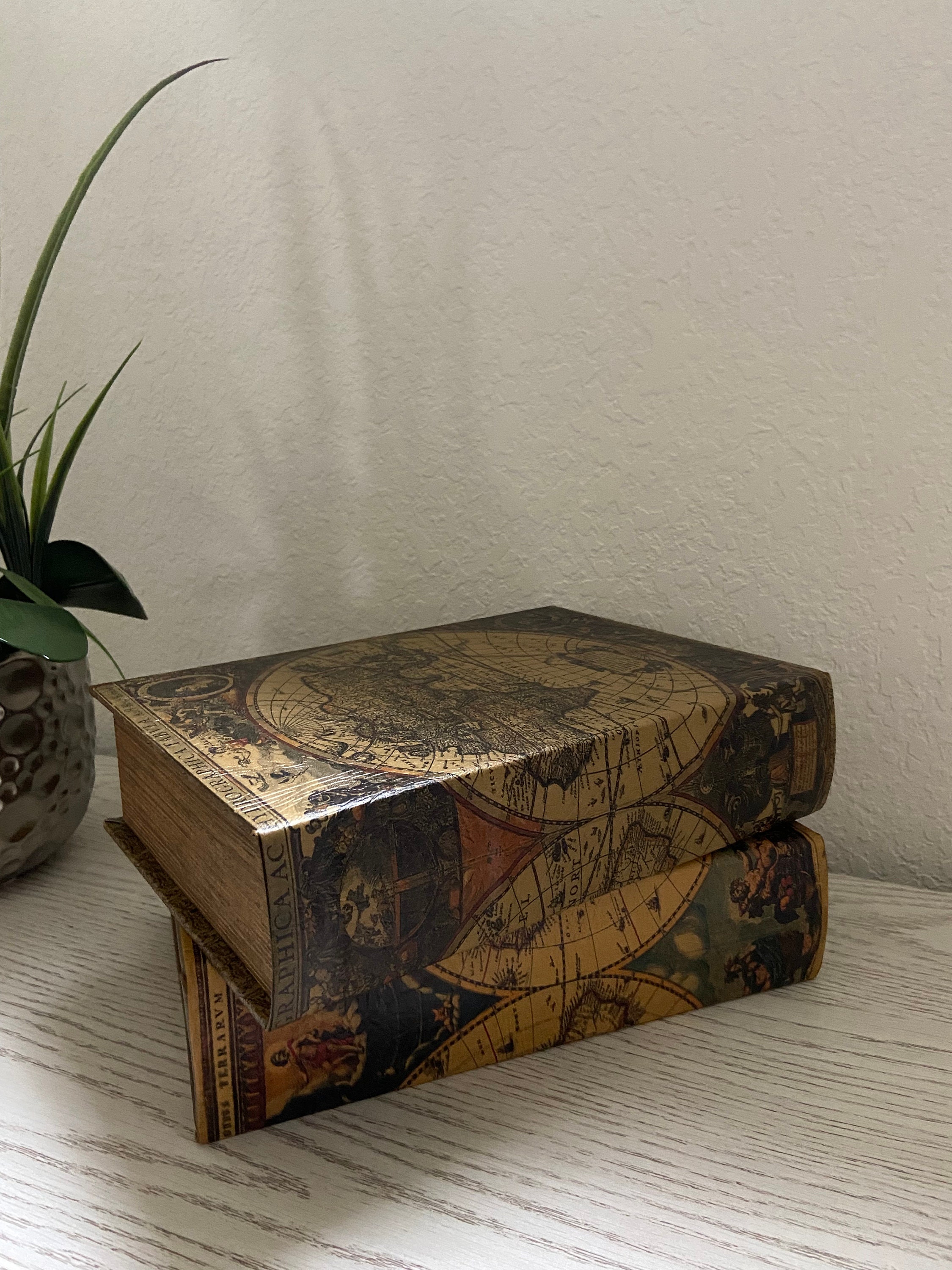 Antique Look Faux Leather Book Storage Boxvintage Faux - Etsy