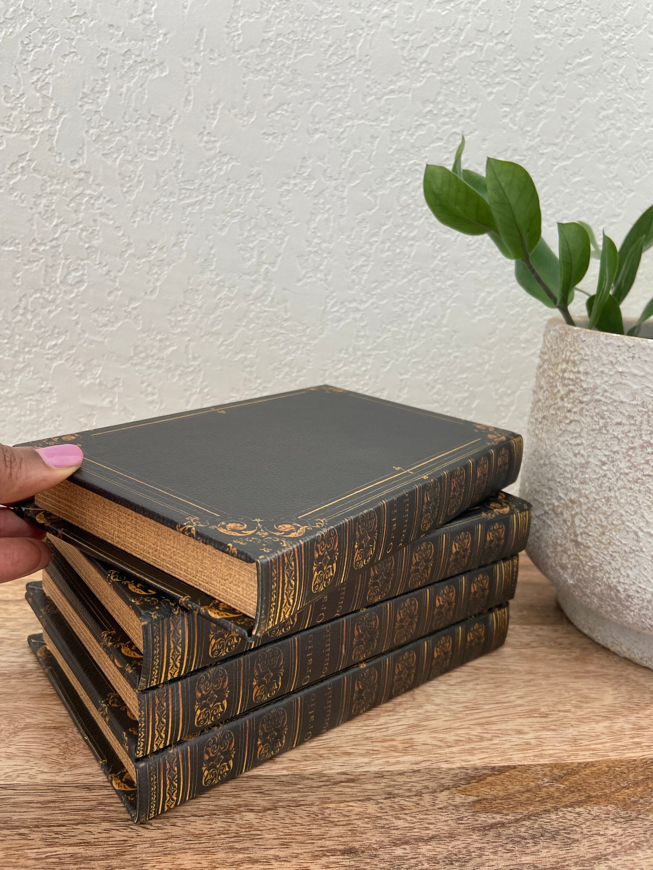 Black Antique Scroll Edge Storage Faux Book Decor,classic Faux Leather ...