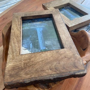 Live Edge 5x7 Tall Wood Frame,rustic Top Bark Edge Picture Frame,mango ...
