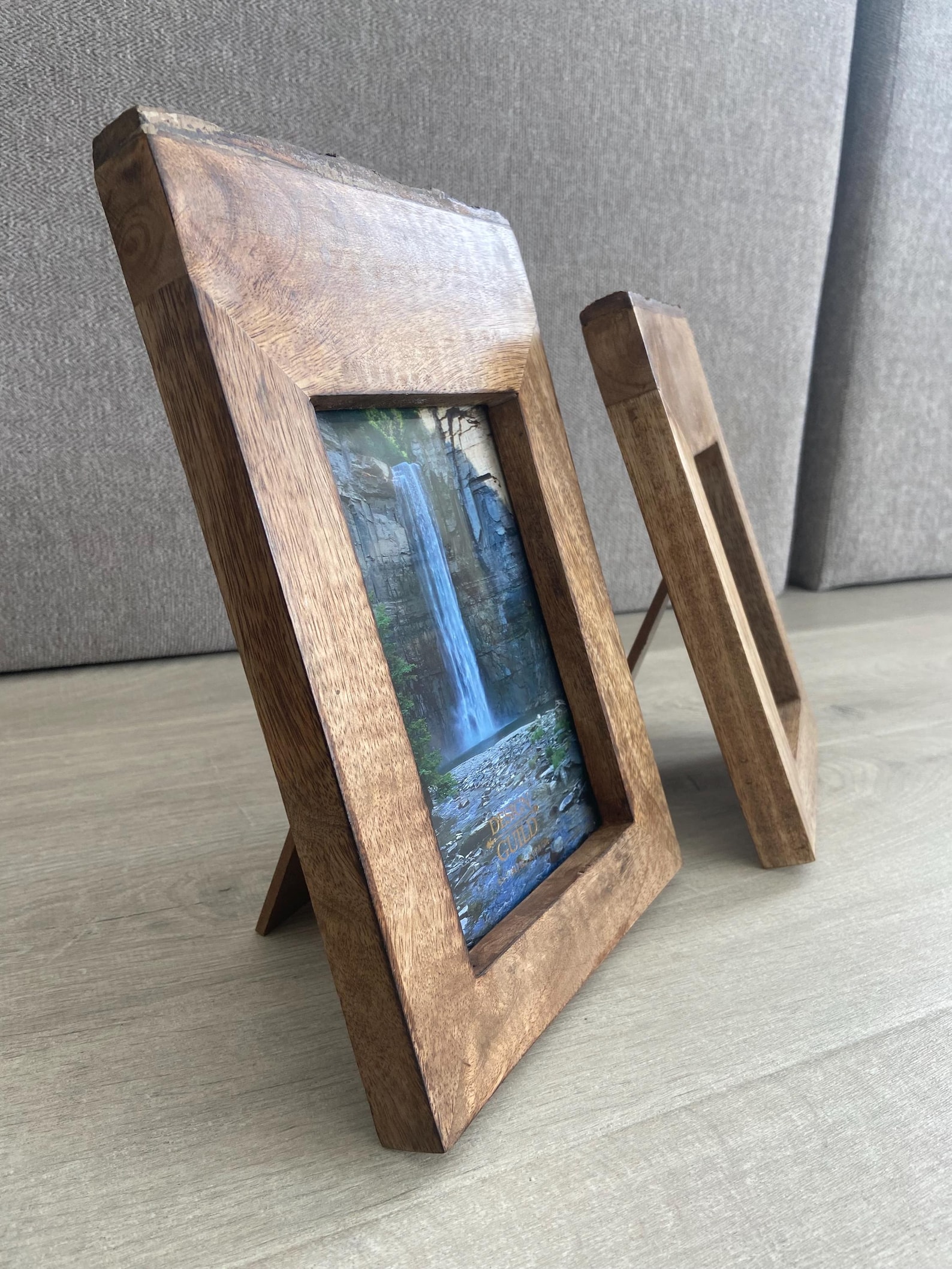 Live Edge 5x7 Tall Wood Frame,rustic Top Bark Edge Picture Frame,mango ...