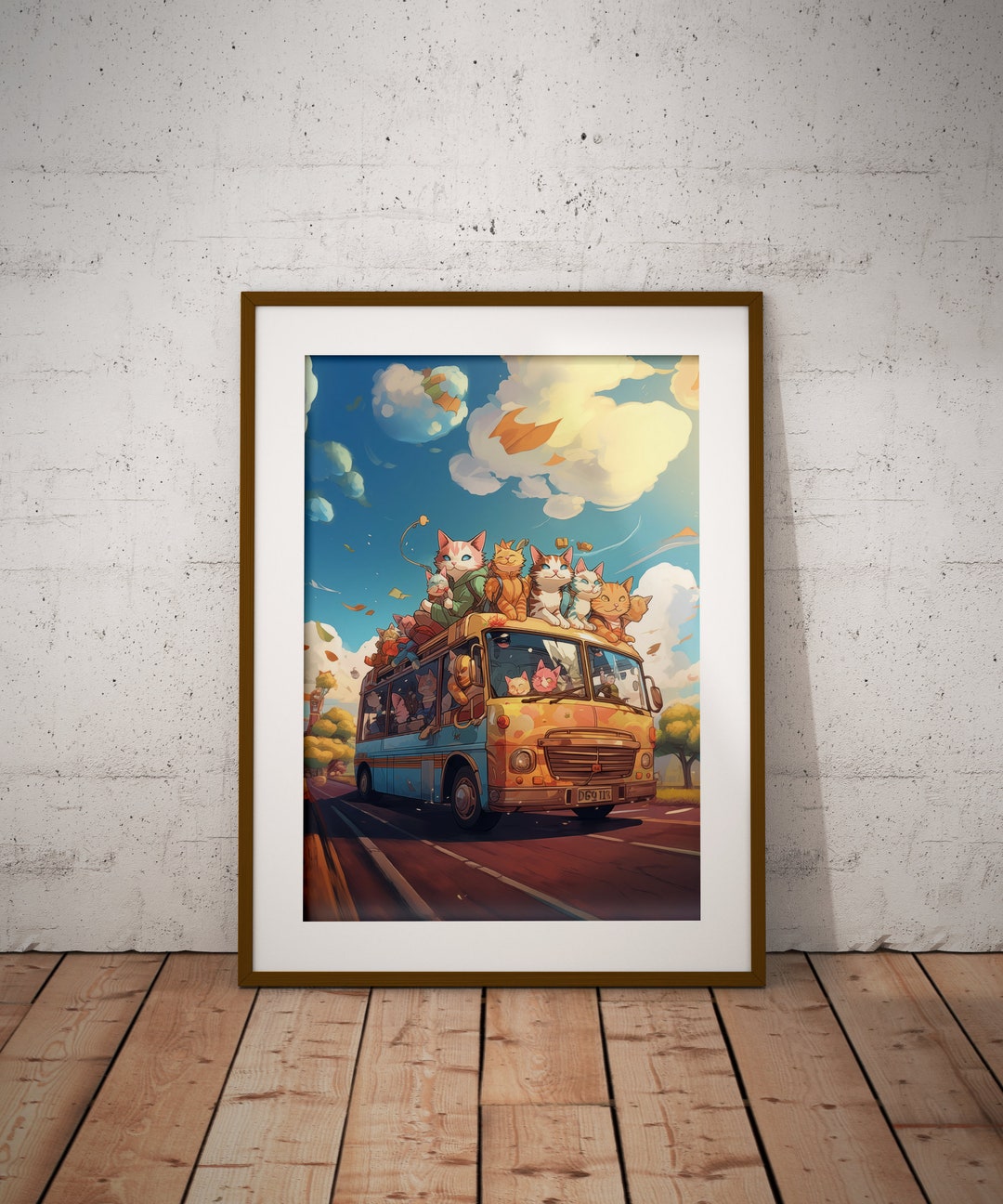 Anime Style Cats on a Bus Digital Artwork - Etsy
