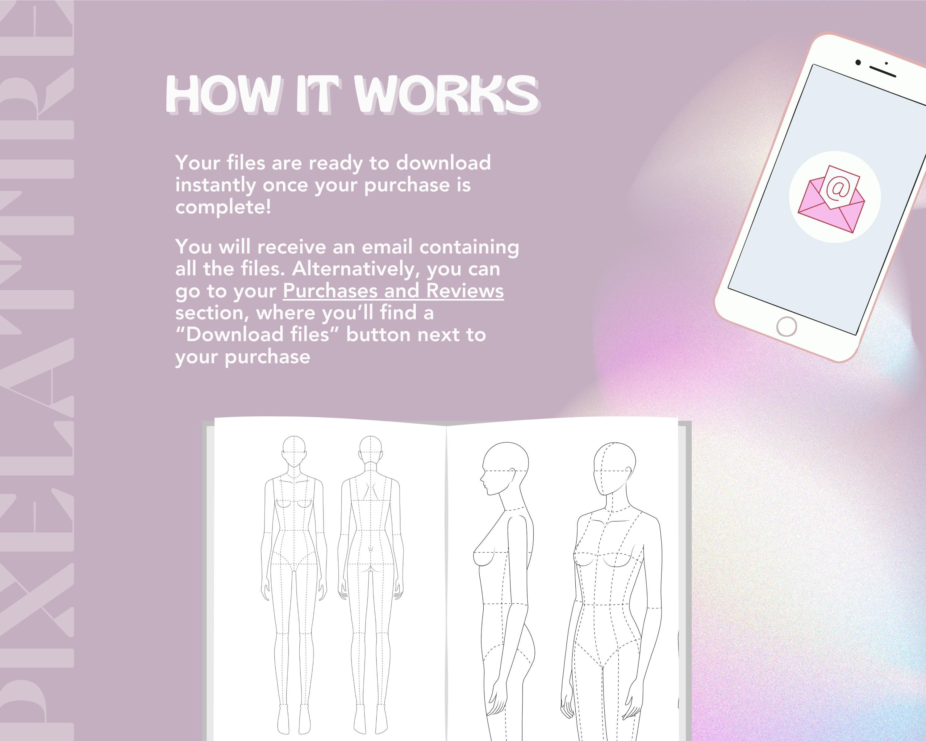 Womenswear Technical Fashion Figures | Fashion Figure Editable Vector ...