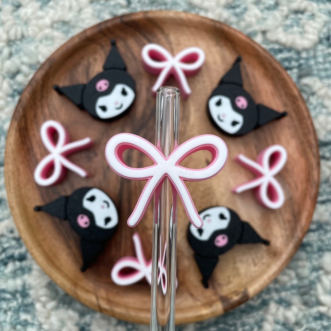 Pink Bow Straw Topper for Small Straws, Cute, Girly, Spring, Summer ...