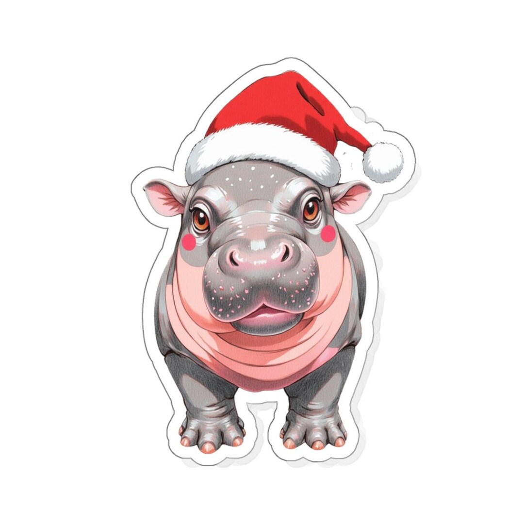 Kiss-cut Stickers Moo Deng Kawaii Sticker, Adorable Pygmy Hippo With ...