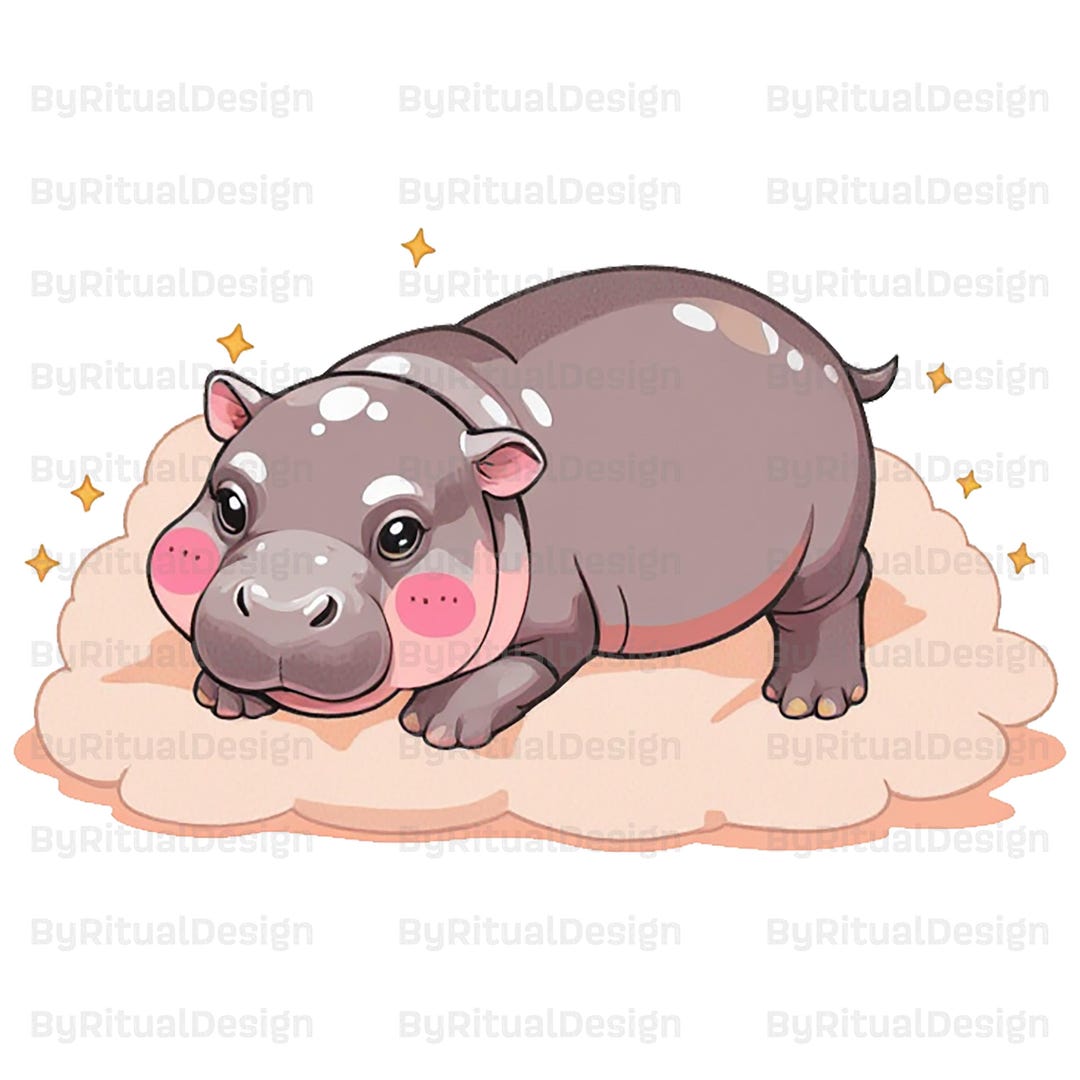 Moo Deng PNG File Only, Moo Deng Chubby Cheeks Clipart, Kawaii Sticker ...