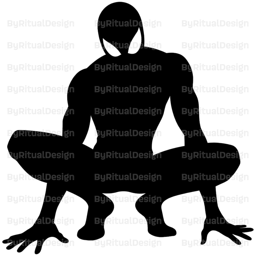 Spiderman Crouching Silhouette SVG & PNG, Vector Image, Sublimation ...