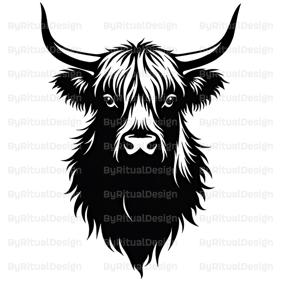 Highland Cow Silhouette Svg And Png Highland Beauty Vector Image