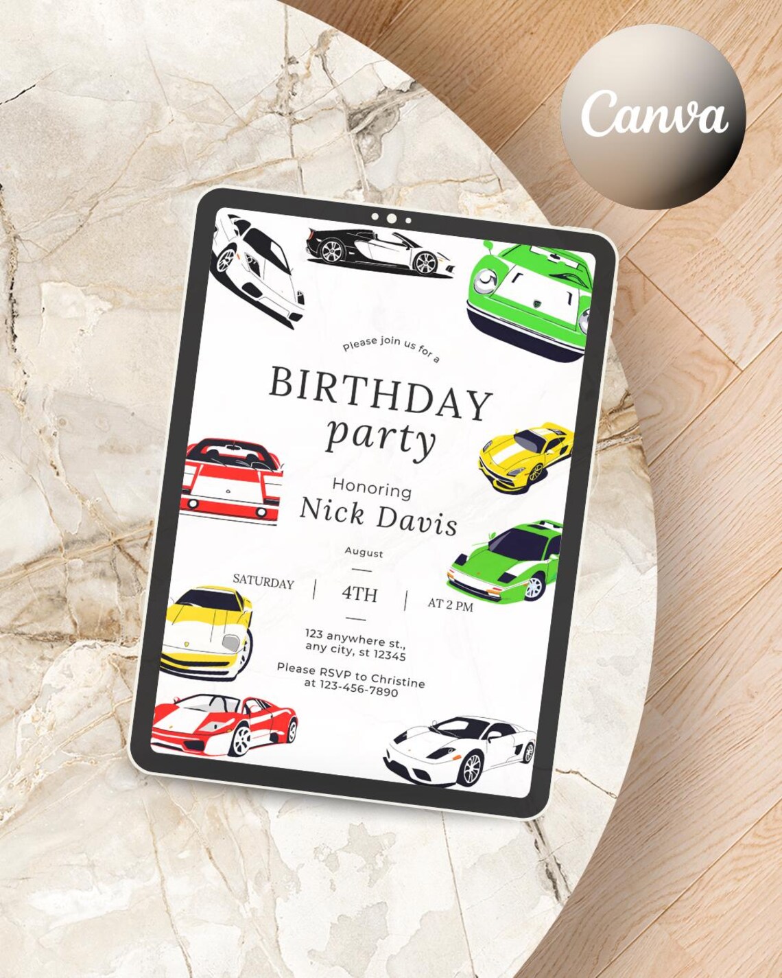 Super Cars, Exotic Cars Birthday Digital Invitation, E-vite, Cars E ...