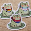 Cute Pixel Frog With Pansexual Pride Heart Sticker | 5x5cm | Vinyl ...