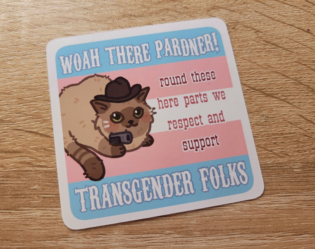 Trans Rights Cowboy Kitty Sticker - Etsy