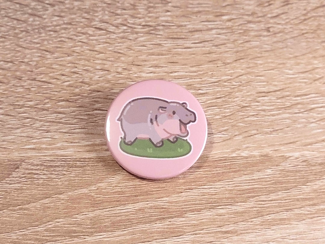 Moo Deng Baby Hippo Badge - Etsy