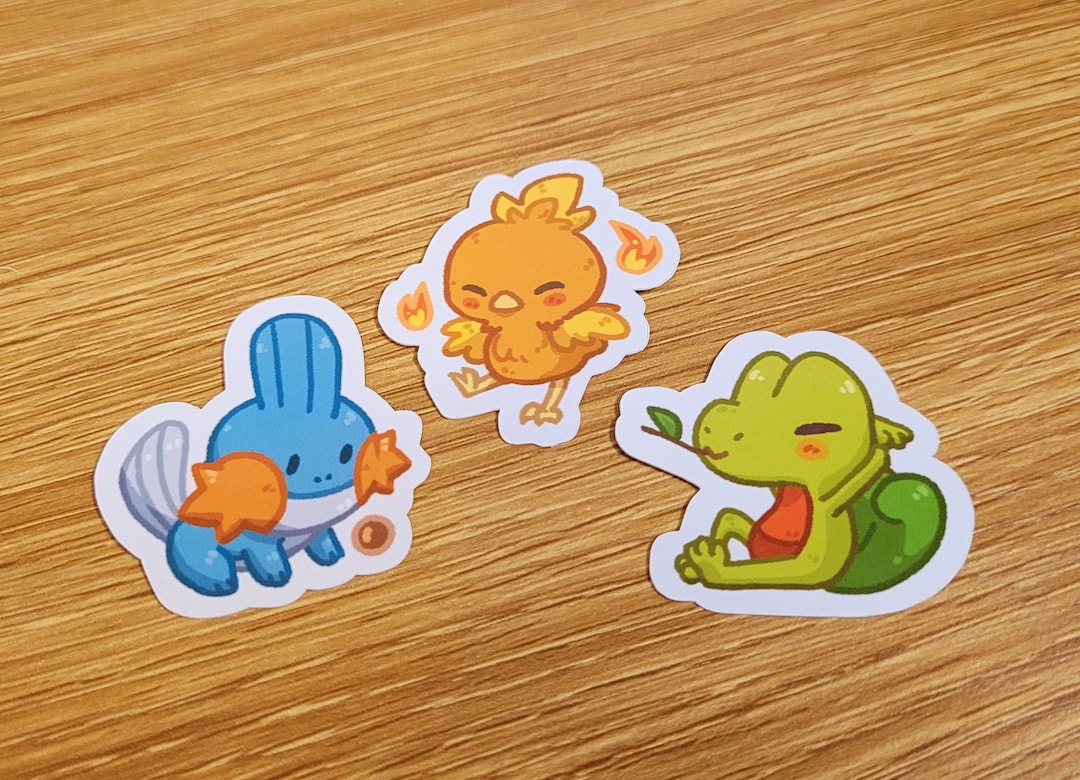 Hoenn Starter Pokémon Stickers | Treecko, Torchic, Mudkip - Etsy