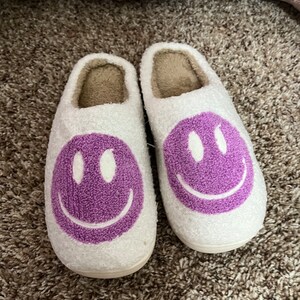 ZENANA Smiley Face Fuzzy Slippers - Etsy