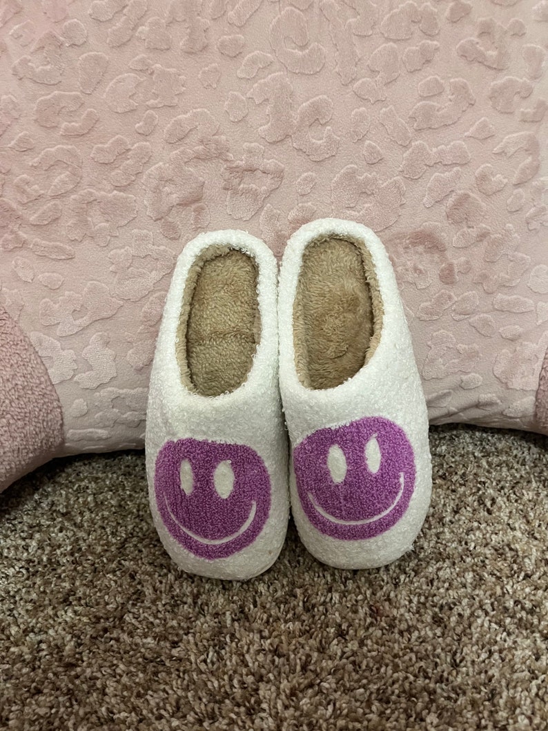 ZENANA Smiley Face Fuzzy Slippers - Etsy