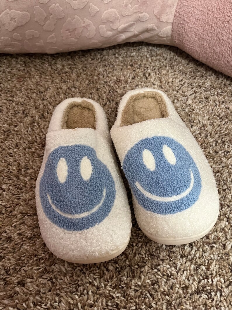 ZENANA Smiley Face Fuzzy Slippers - Etsy