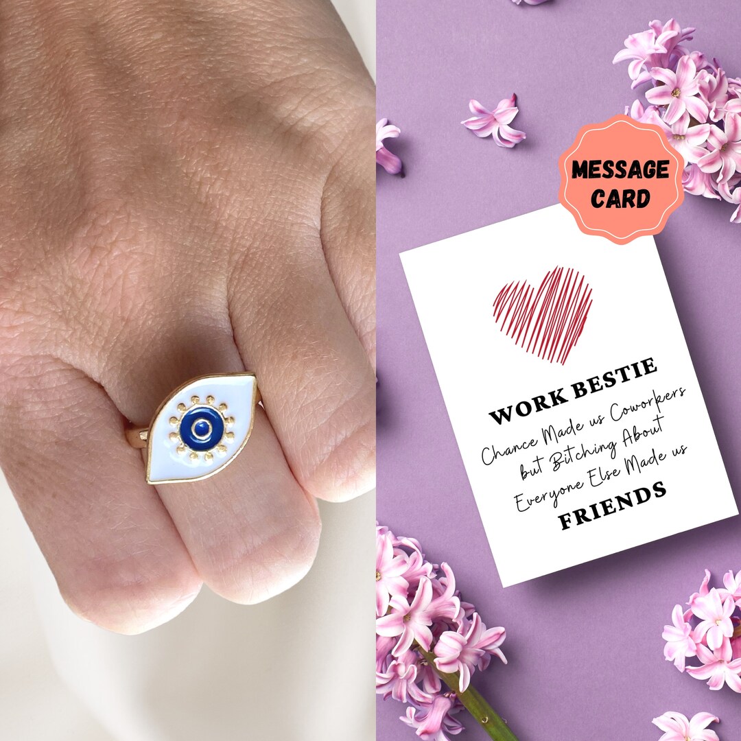 Evil Eye Ring, Work Bestie Gift, Goodbye Gift for Coworker, Retirement ...