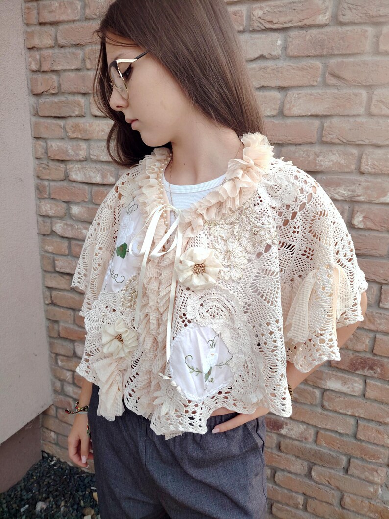 Art to Wear Shawl/scarf/capellet Cape Shabby Chic Bridal Cape Romantic ...