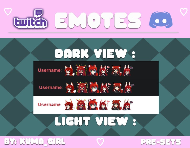 Twitch Discord Emotes 6 Piece Kawaii Red Fox Girl Emotes Etsy Canada