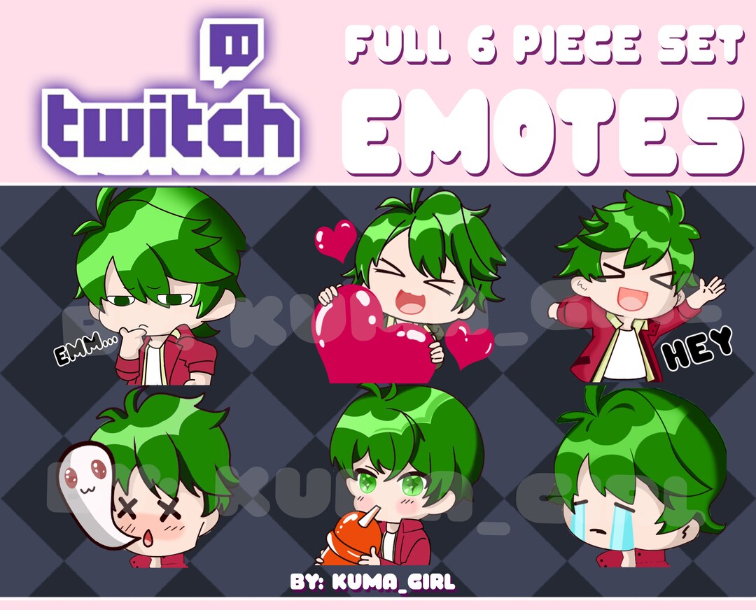 Cute Boy Emotes /green Hair Boy Emote Set / Twitch Emote Set / - Etsy UK