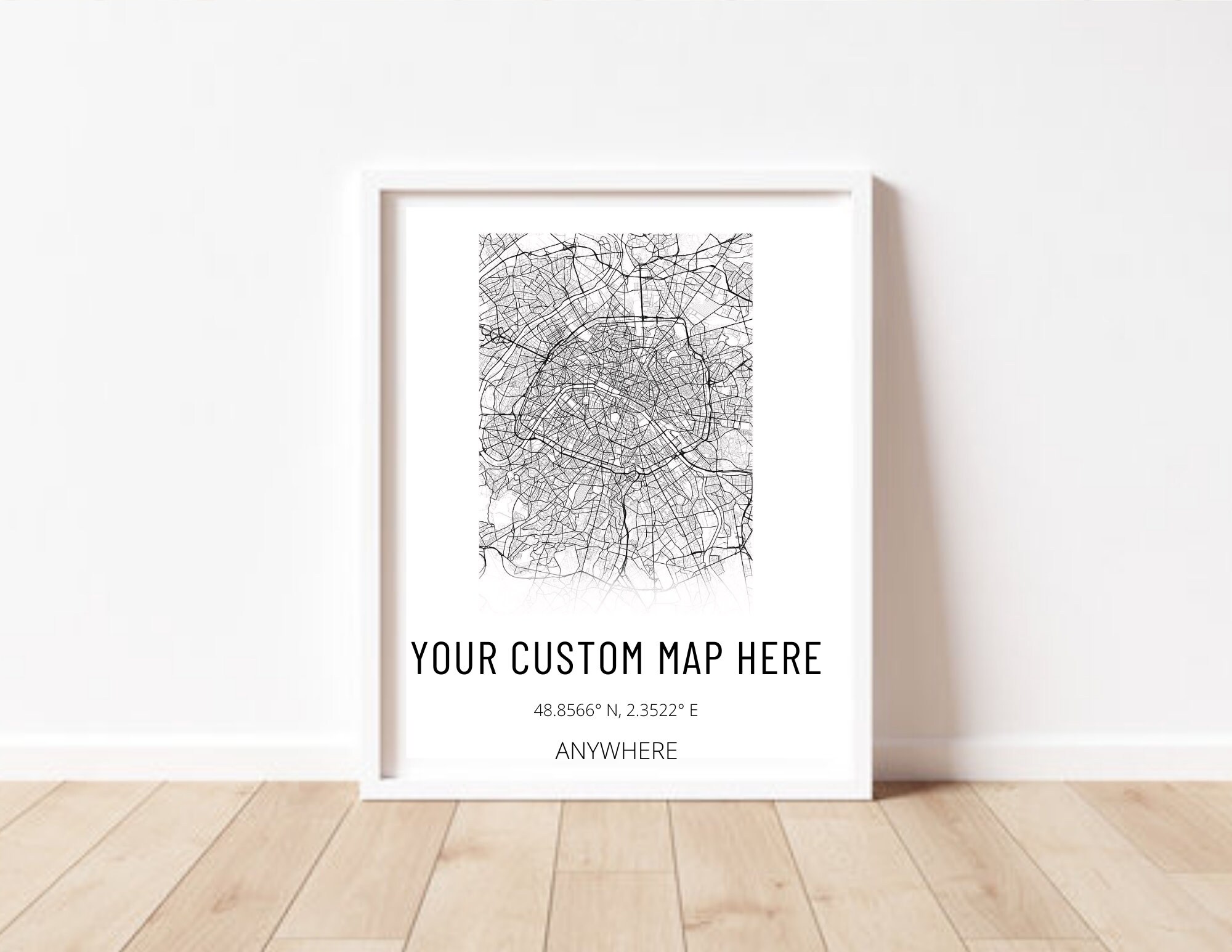 Custom Map Personalized Map ANY LOCATION Customizable Map, Printable ...
