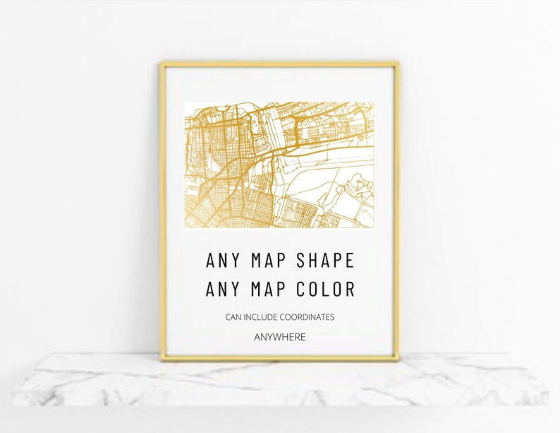 Custom Map - Personalized Map - ANY LOCATION - Customizable Map ...