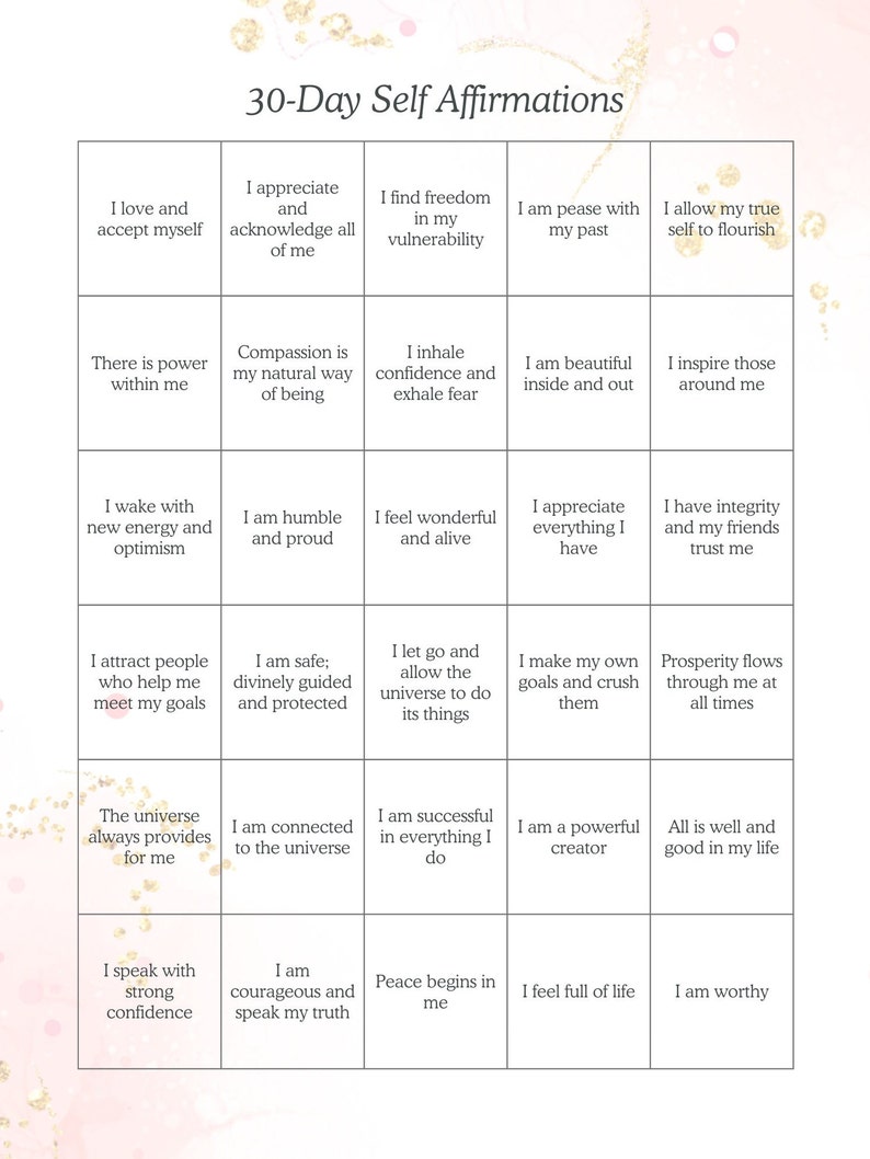 Self Affirmation Challenge, 30 Day Challenge, Self Affirmation - Etsy