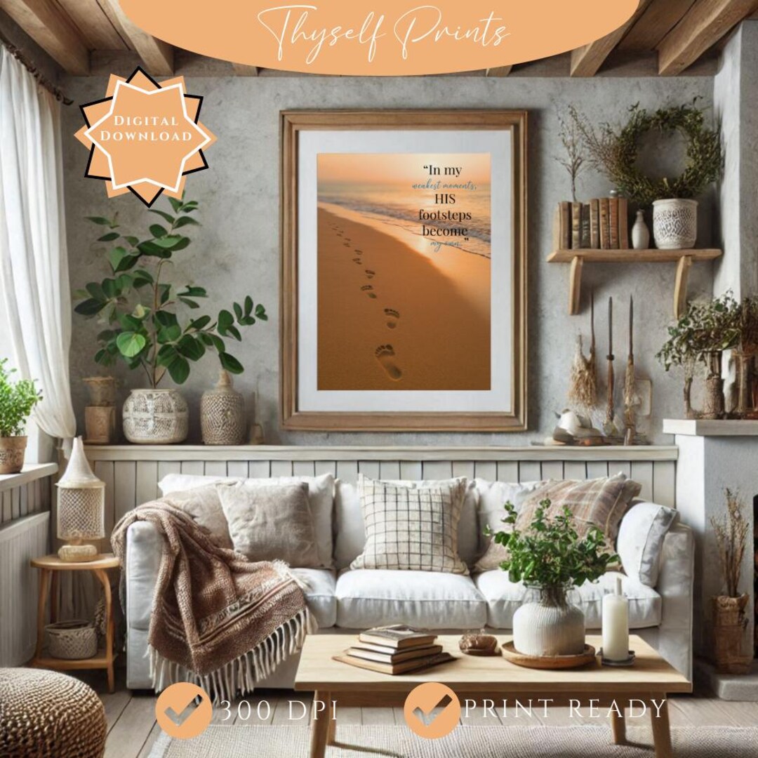 Footprints in the Sand Christian Wall Art, Faith-based Home Decor ...