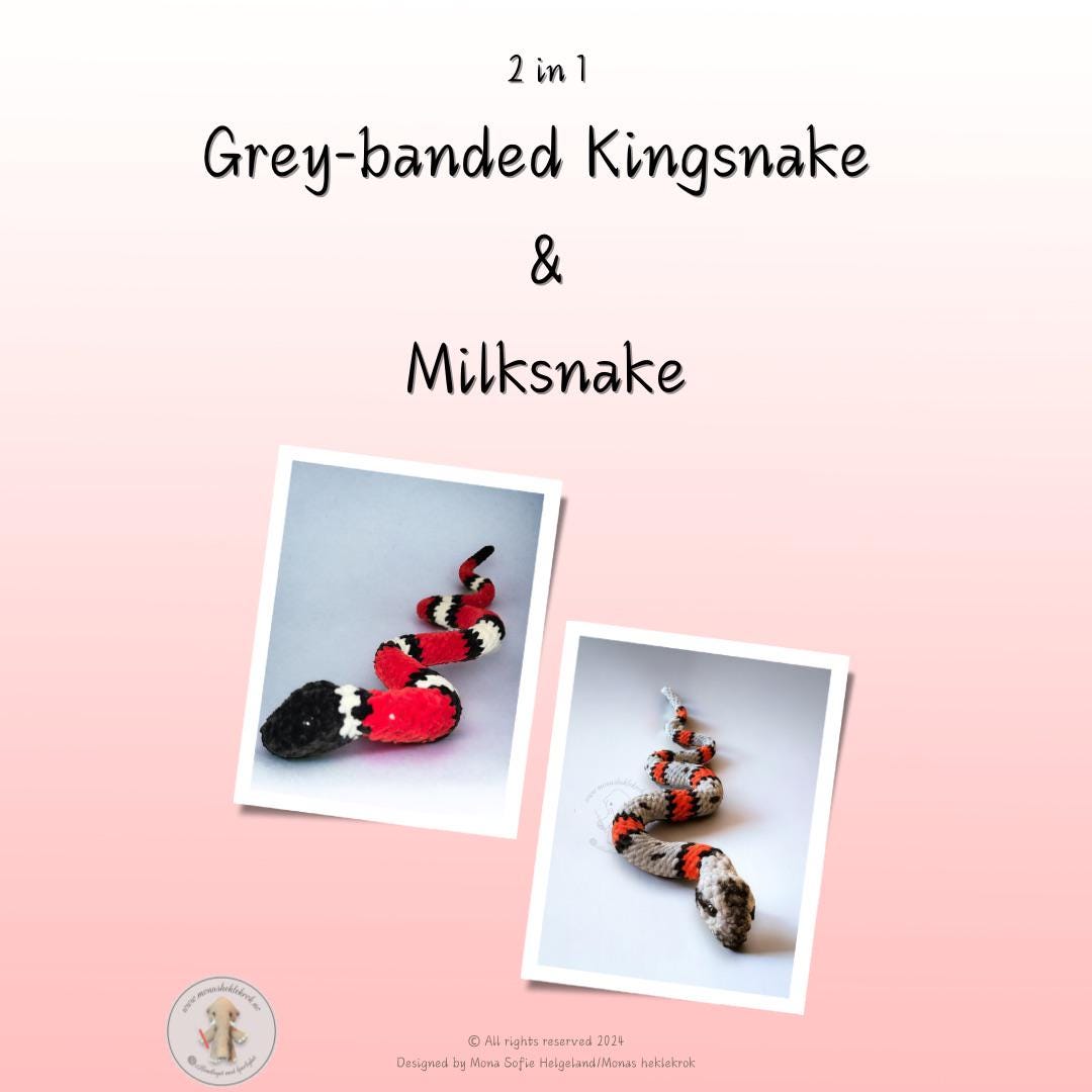 Milksnake & Grey-banded Kingsnake, 2in1 No-sew Pattern - Etsy
