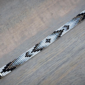 Grey Seed Bead Loom Bracelet Handmade Boho Natural Jewelry Native ...