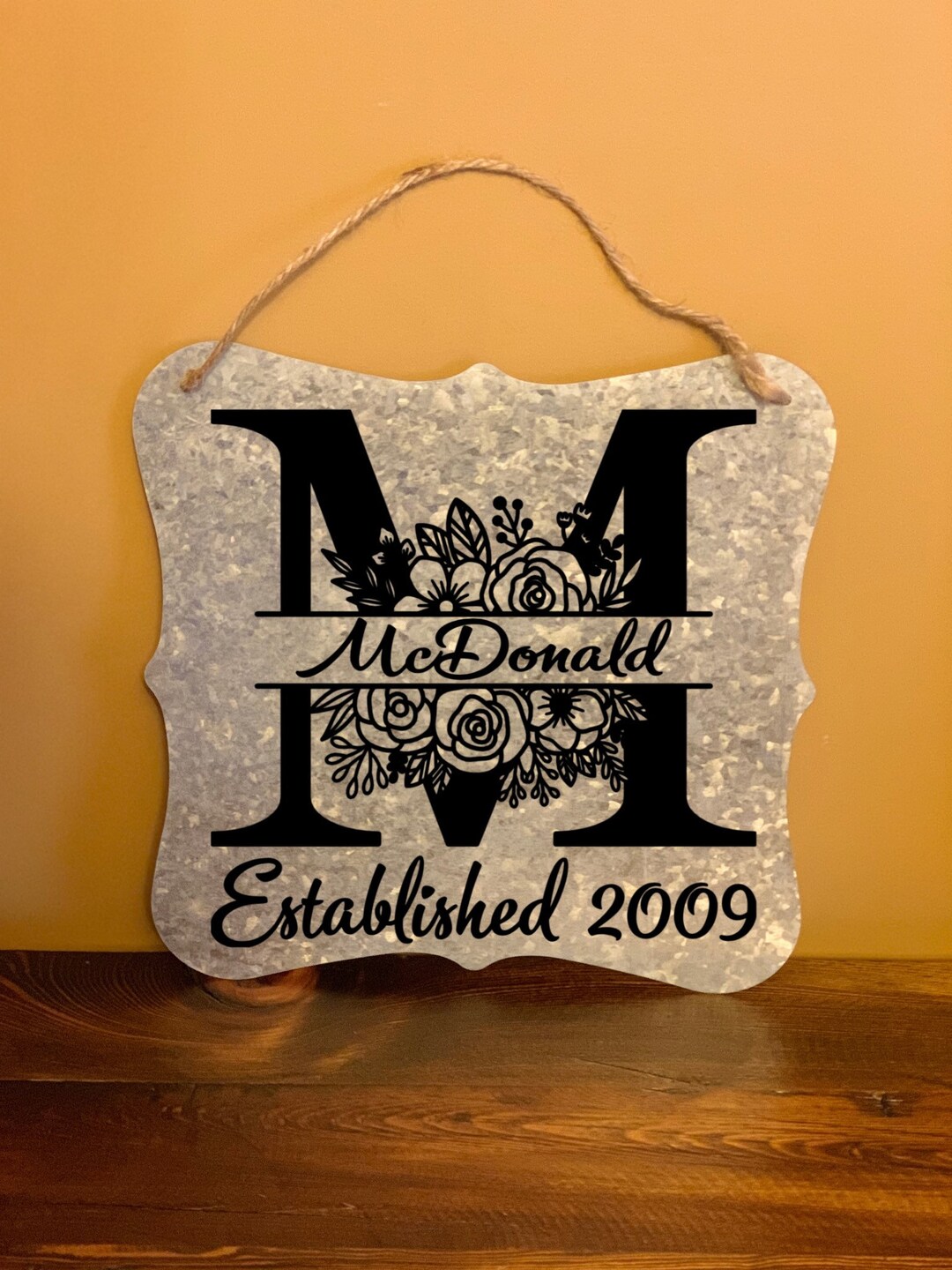 Personalized Family Monogram Sign Gift Quatrefoil Galvanized Metal Wall ...