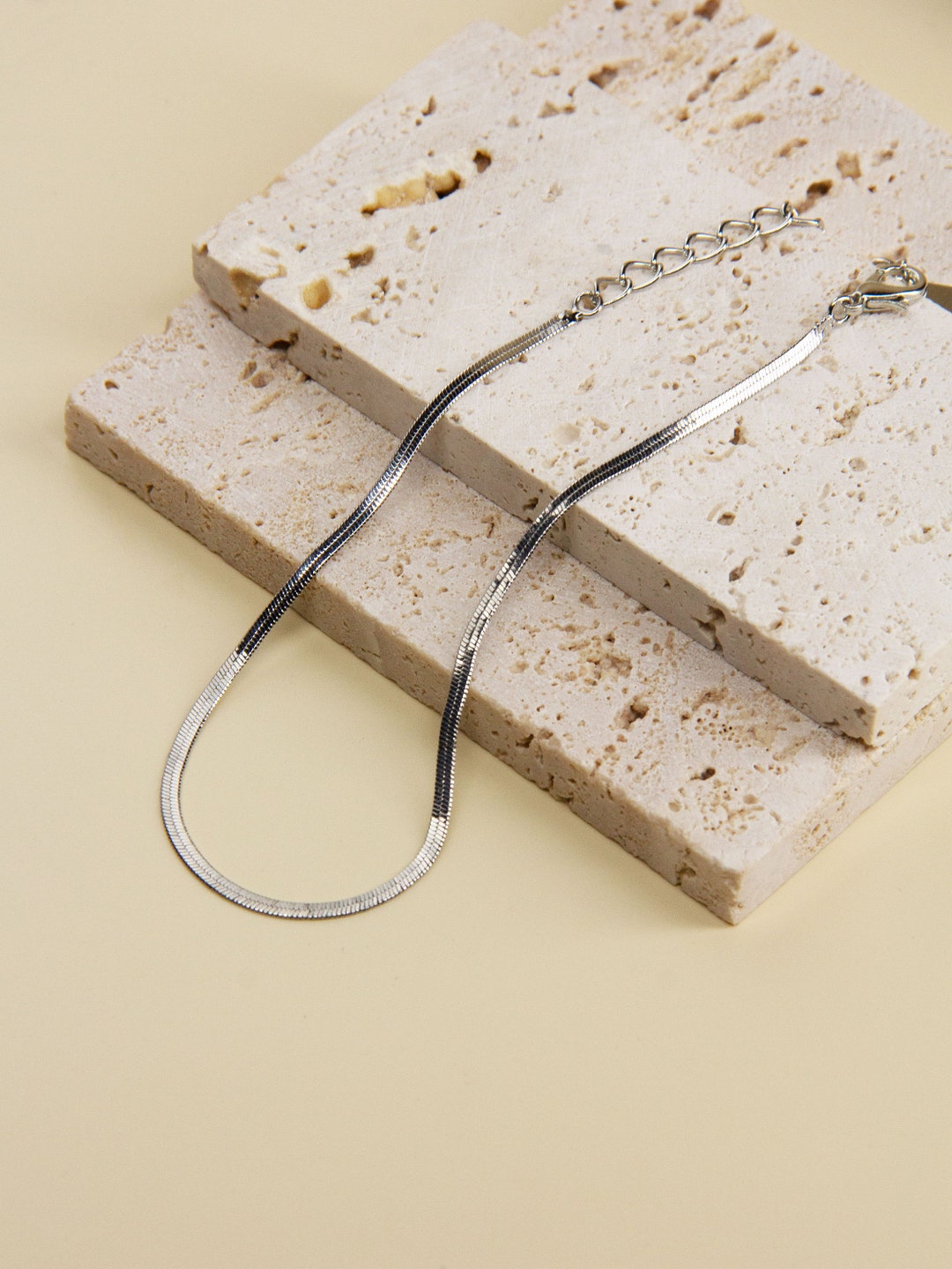 Silver Minimalist Snake Chain Anklet Bolo Closure Chain Minimal Anklet Simple Anklet Adjustable ...