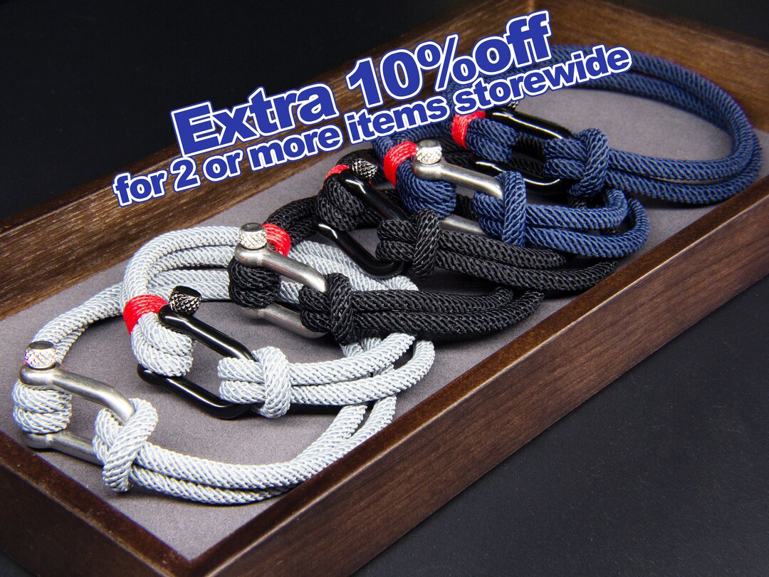 Cord and Shackle Bracelet | Men Nautical Double Strand Rope Bracelet ...