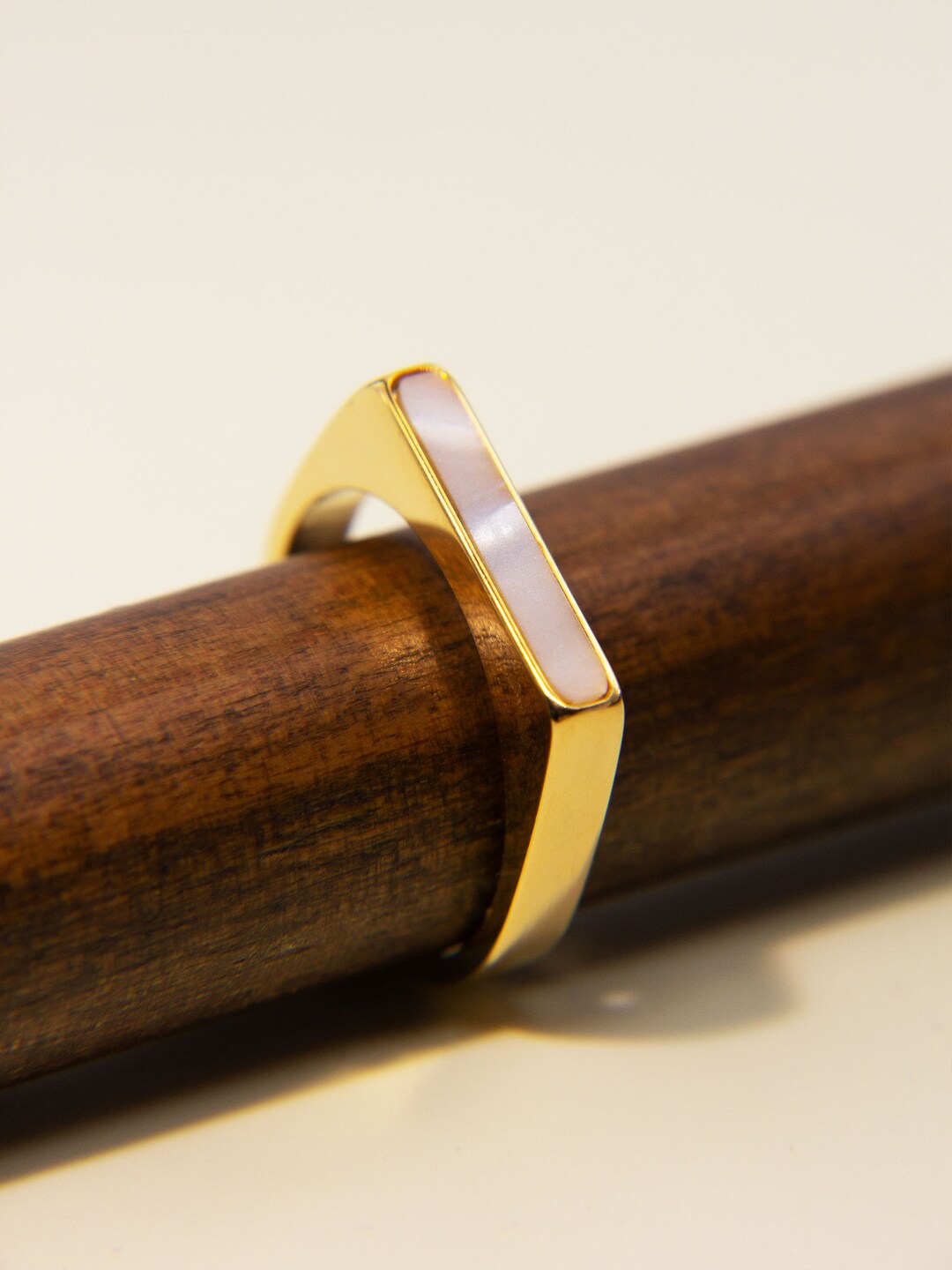 Gold Line Ring | Mother of Pearl Ring | Dainty Mother of Pearl Bar Ring ...
