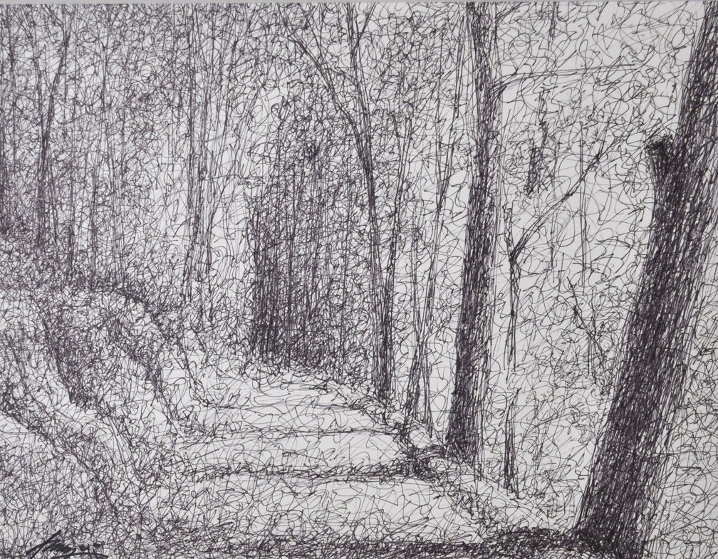 Pen and Ink Drawing Original Landscape - Etsy