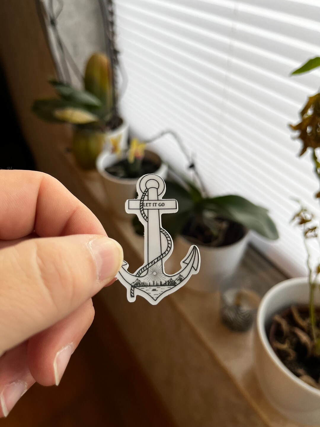 Selfmade Mini Sticker: Let It Go Anchor With Tiny Landscape - Etsy