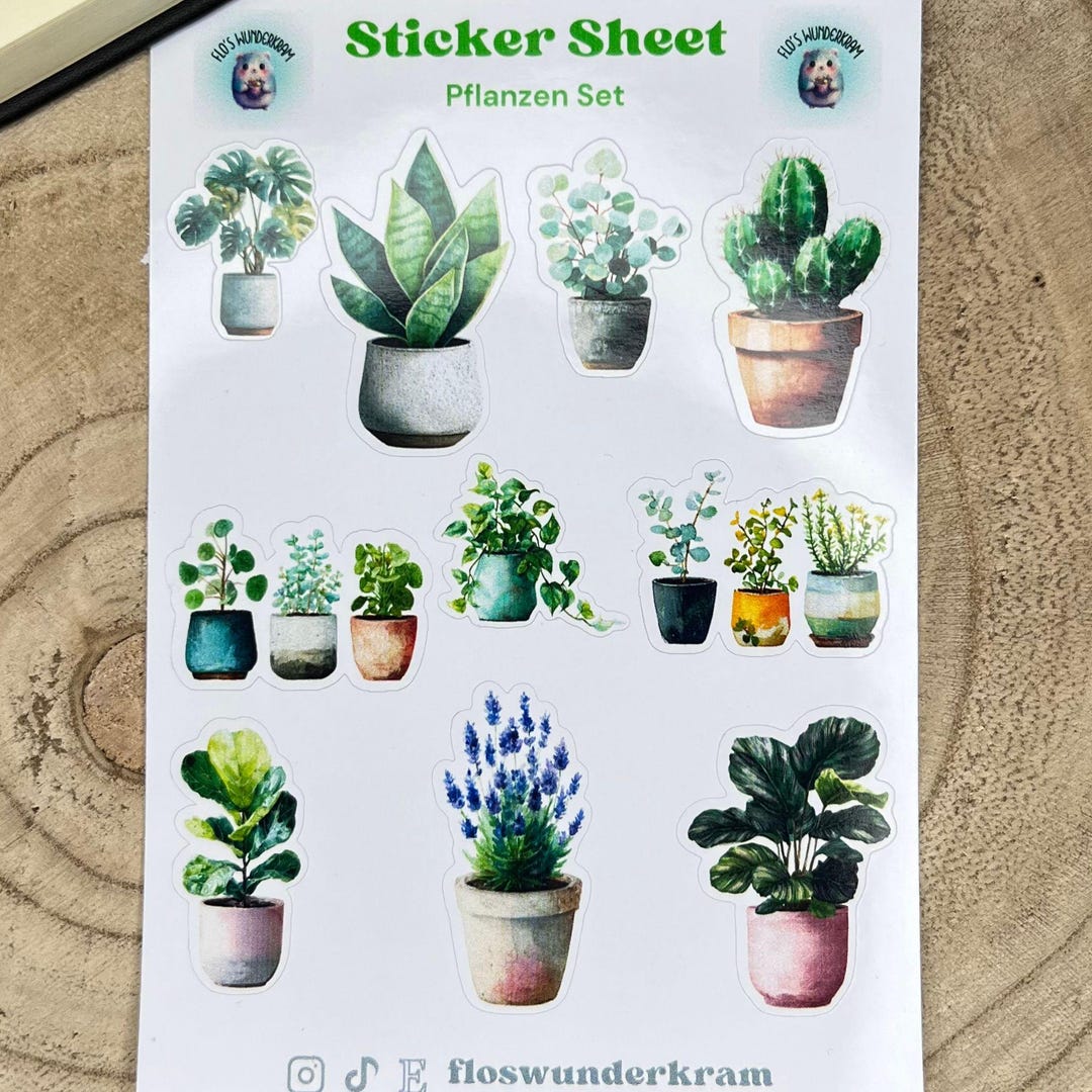 Plant Sticker Sheet – Watercolor Stickers for Journals, Calendars ...