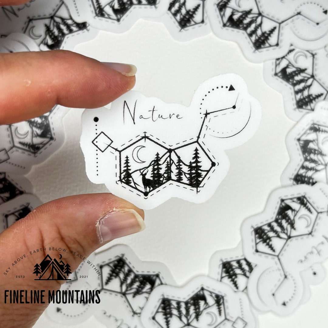 Nature Serotonin Forest Sticker – Geometric Nature Landscape With Moon ...