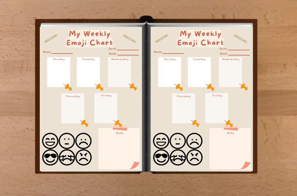 Weekly Emotion Chart, Weekly Checkin, Tracking Emotions, Feelings ...