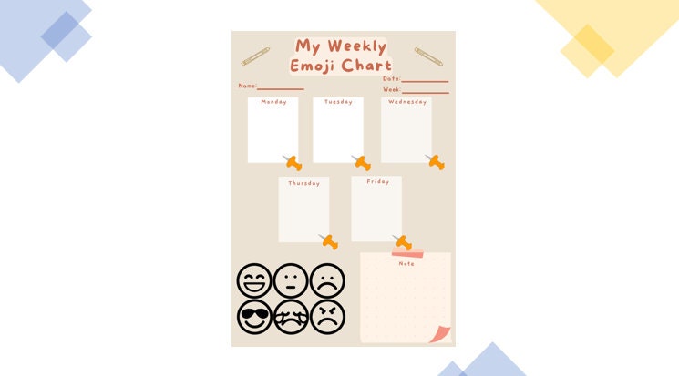 Weekly Emotion Chart, Weekly Checkin, Tracking Emotions, Feelings ...