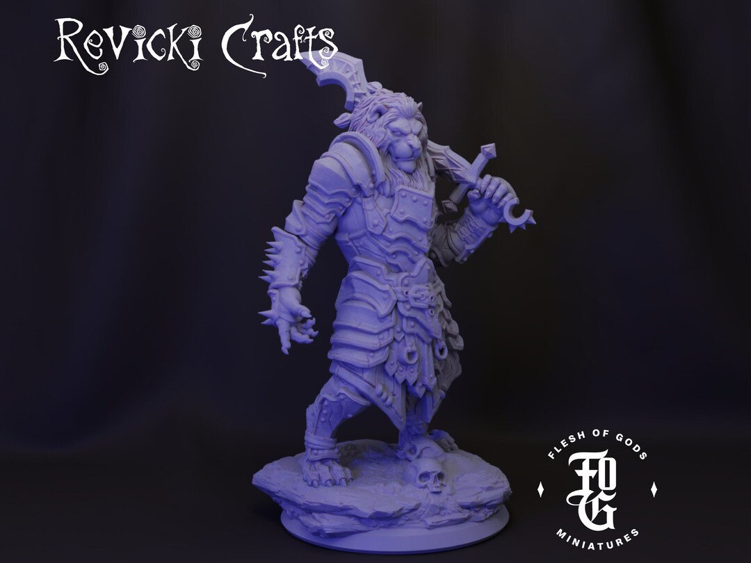 Leonin Knight With Sword Lion Fighter Armored Warrior Paladin Barbarian ...