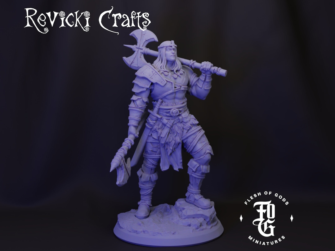 Human Barbarian With Two Axes Male Warrior Leader Fighter Ranger Conan ...