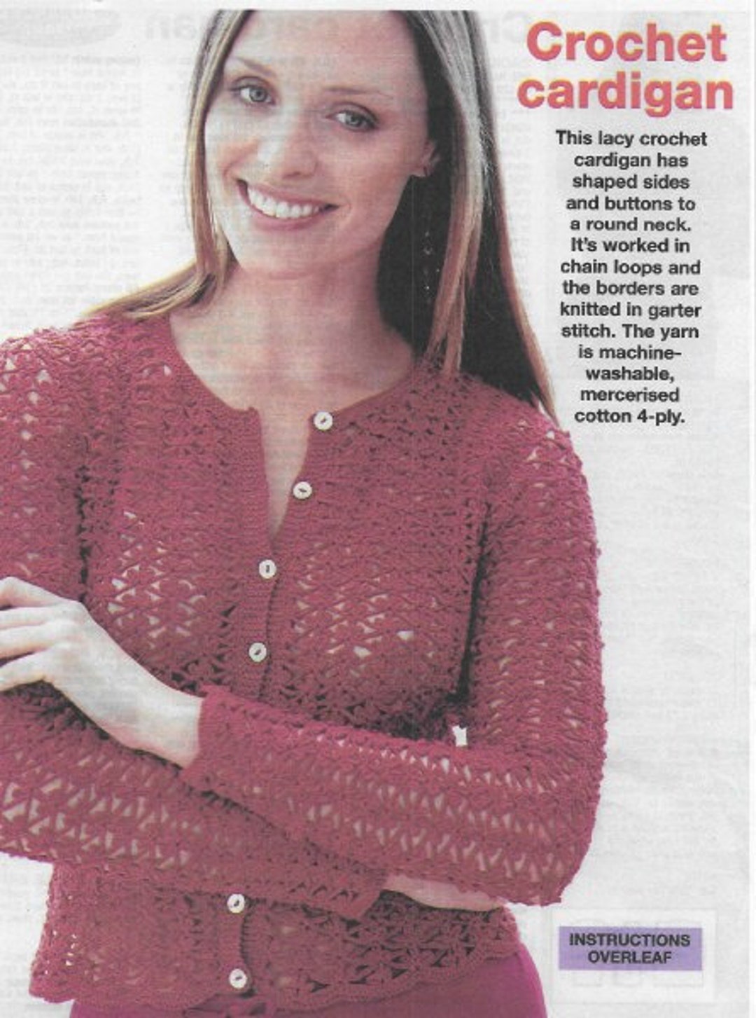 DIGITAL DOWNLOAD Crochet Pattern for Pretty Lacey Cardigan Perfect for ...