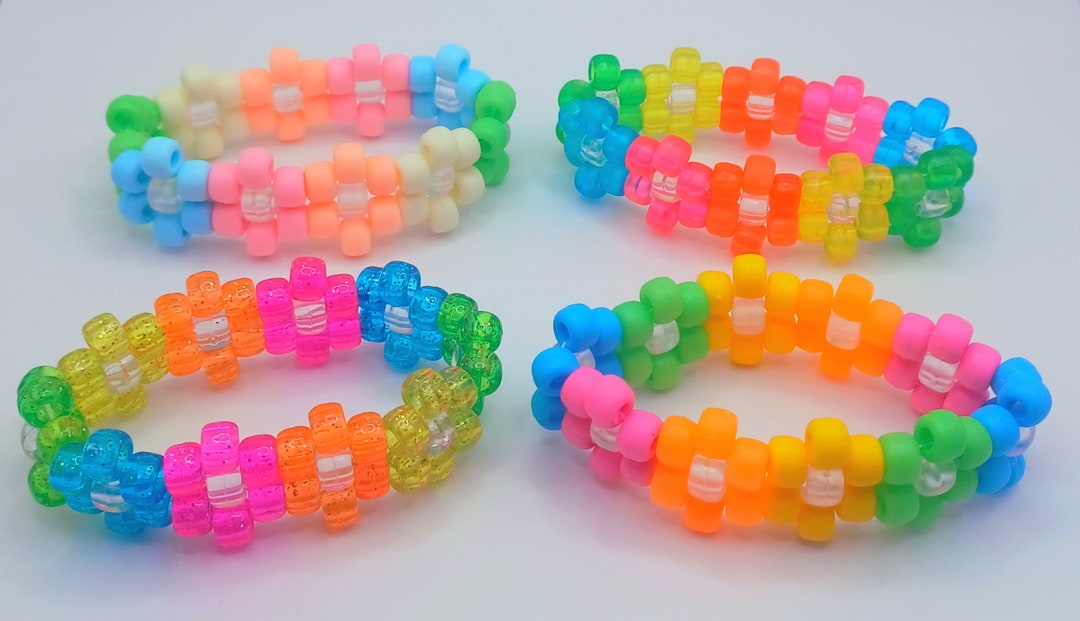Kandi Bracelet Flower Cuff Bracelet Colorful Daisy Summer Scenecore ...