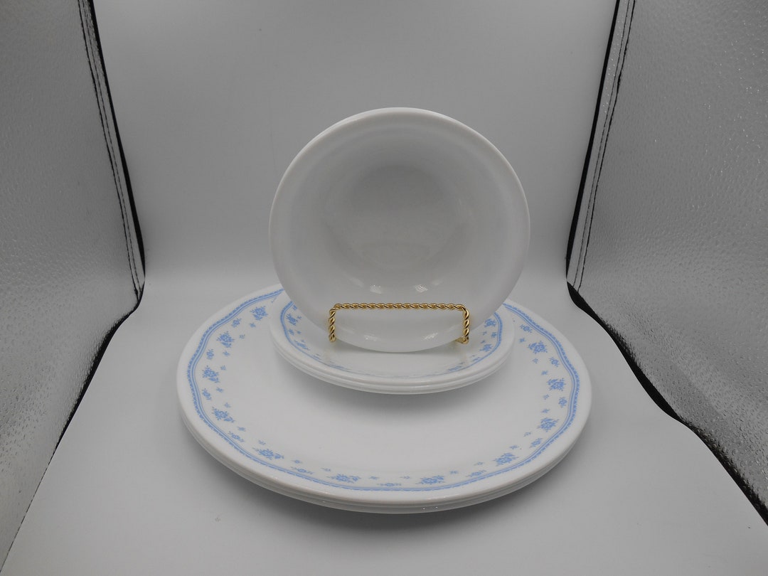 CORELLE MORNING BLUE 8 - Piece Dinnerware - Dinner Plates (3) Bread ...