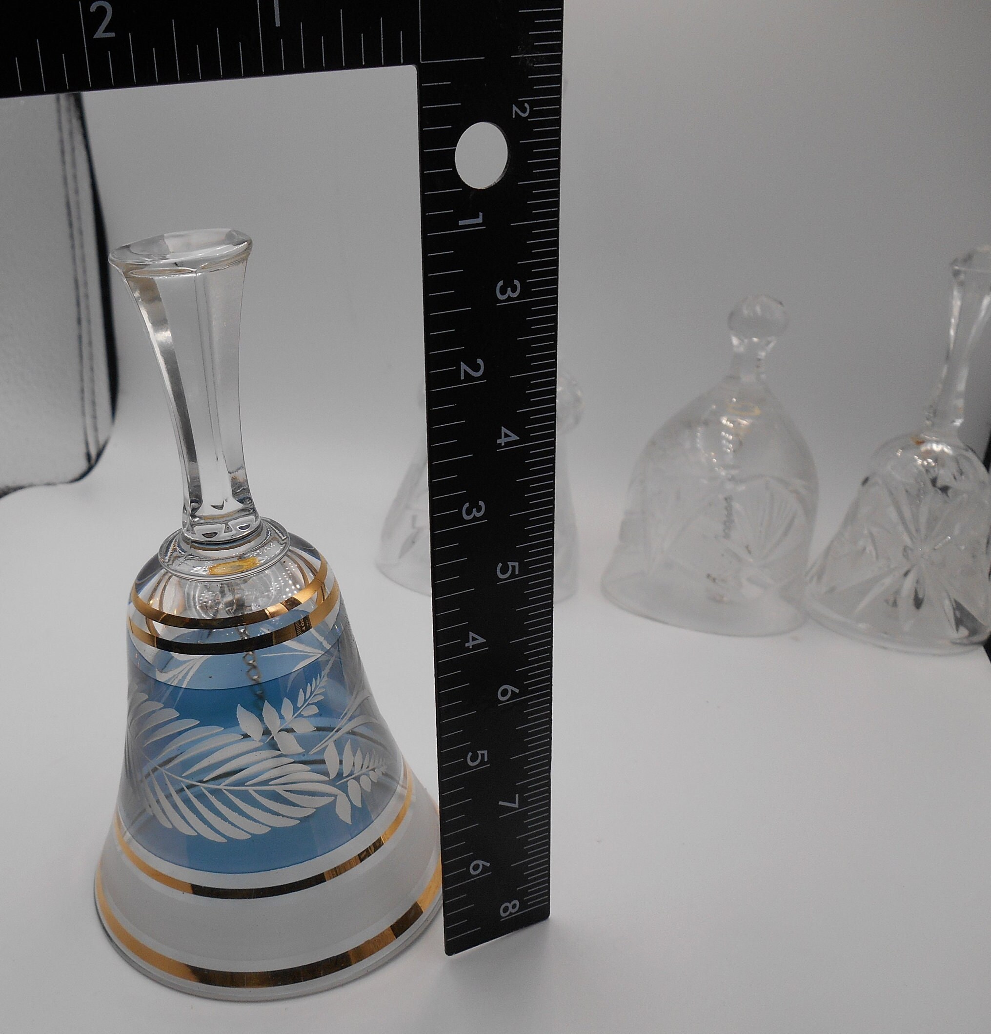 Lot of 4 Vintage Clear Etched Cut Glass Bells Holiday Classic Design - Etsy