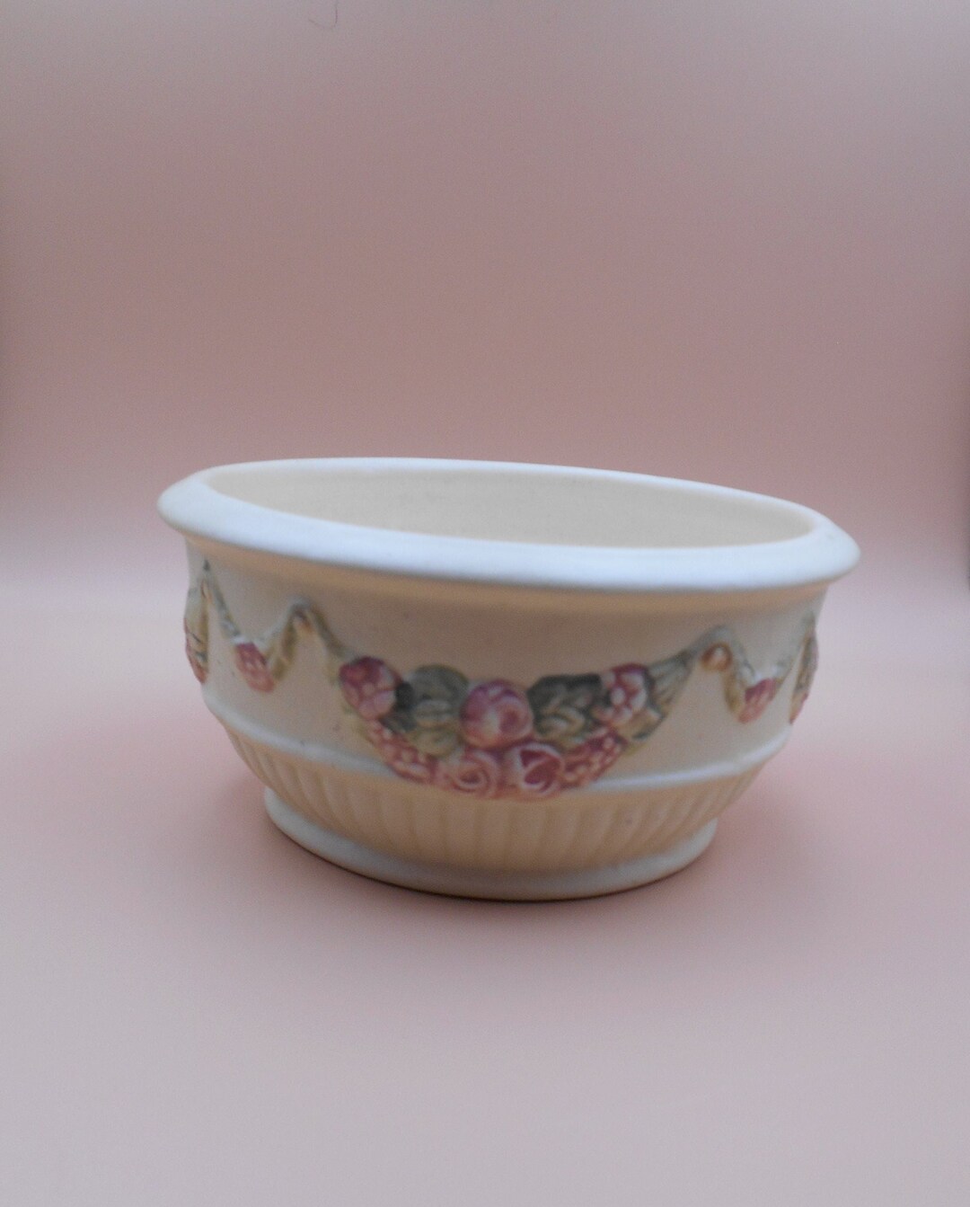 Vintage WELLER POTTERY Bowl Planter Roma Rose Swag Creamware - Etsy