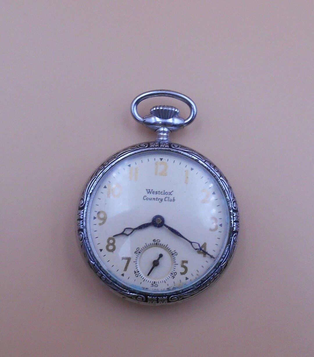 Circa 1930's Open Face WESTCLOX COUNTRY CLUB Pocket Watch - Chrome ...