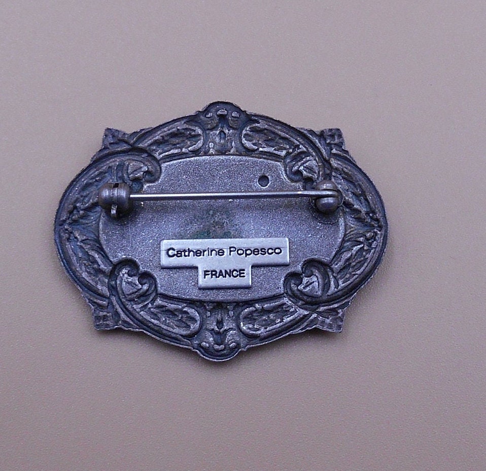 VINTAGE CATHERINE POPESCO Victorian Style Pin Signed Enamel Made in ...