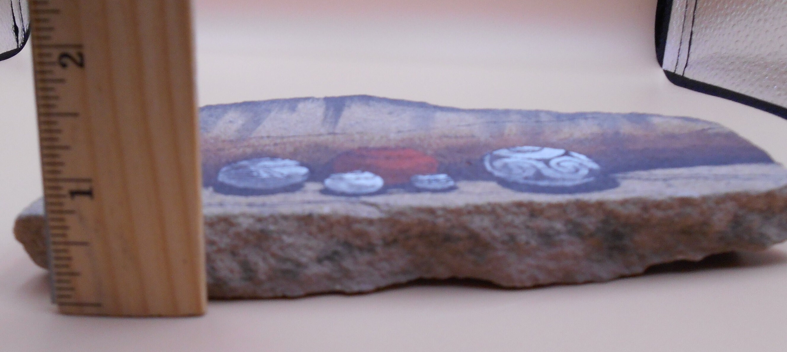 HAND-PAINTED SANDSTONE Rock Slab With Navajo Pottery Theme by V. Yazzie ...